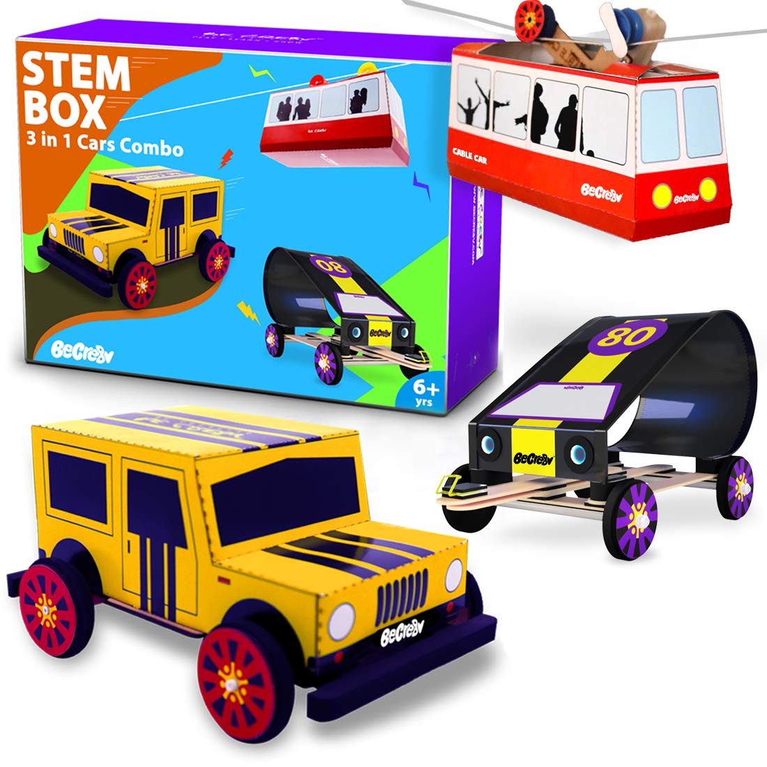 Buy be cre8v cars 3 in 1 stem activity combo box educational toy for ...