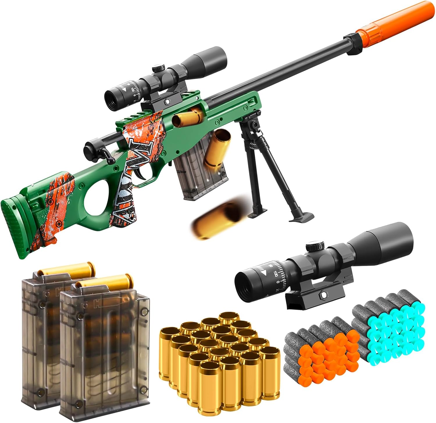 Amazon.com: Bsyzyani Realistic Soft Bullet Toy Gun Fake Foam Pellet ...