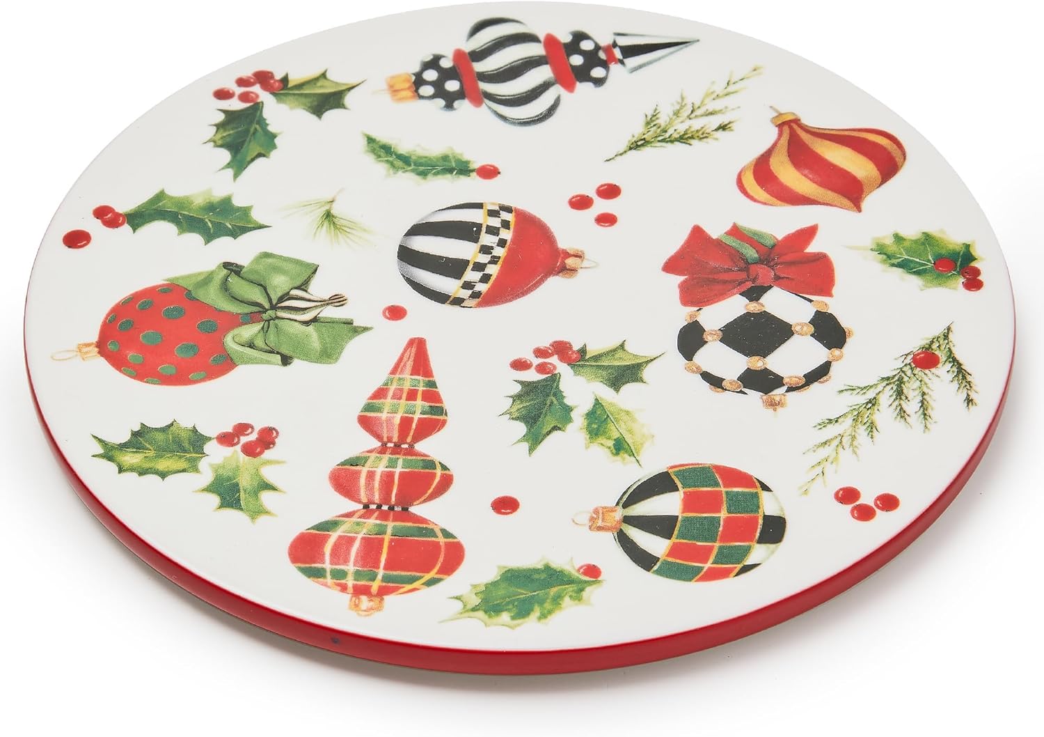 Amazon.com: MACKENZIE-CHILDS Deck the Halls Round Stone Trivet, Heat ...