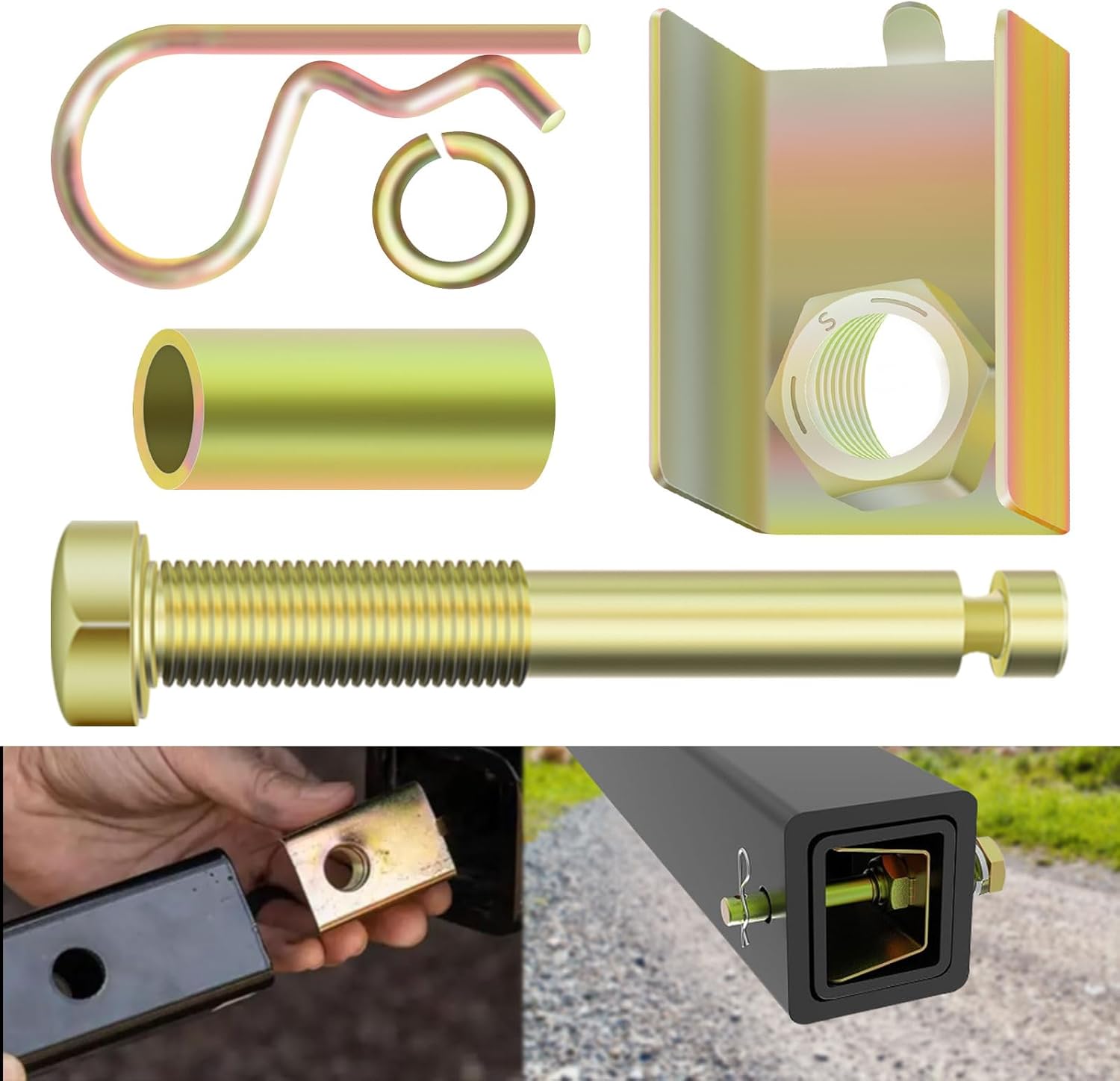 Amazon.com: Upgrade 22323 Anti-Rattle Hitch Pin Shim Device for 2-Inch ...