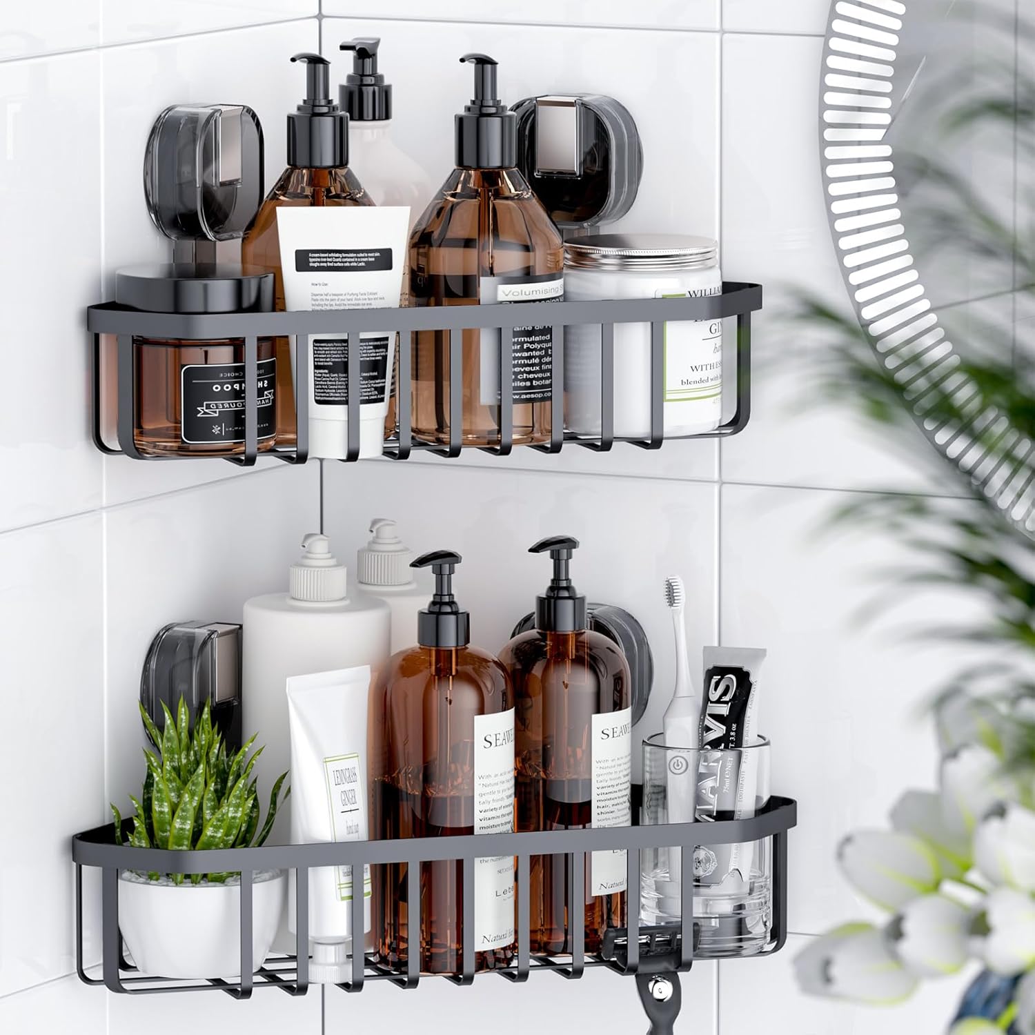 Amazon.com: KATIKADDY Corner Shower Caddy, Suction Cup Shower Shelf, No ...