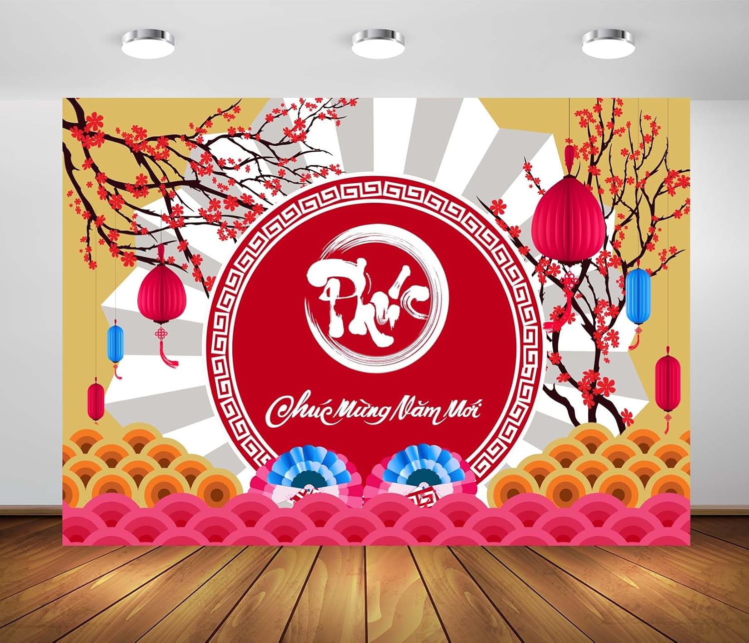 Amazon.com : BELECO 5x3ft Fabric Happy Vietnamese New Year Backdrop TET ...