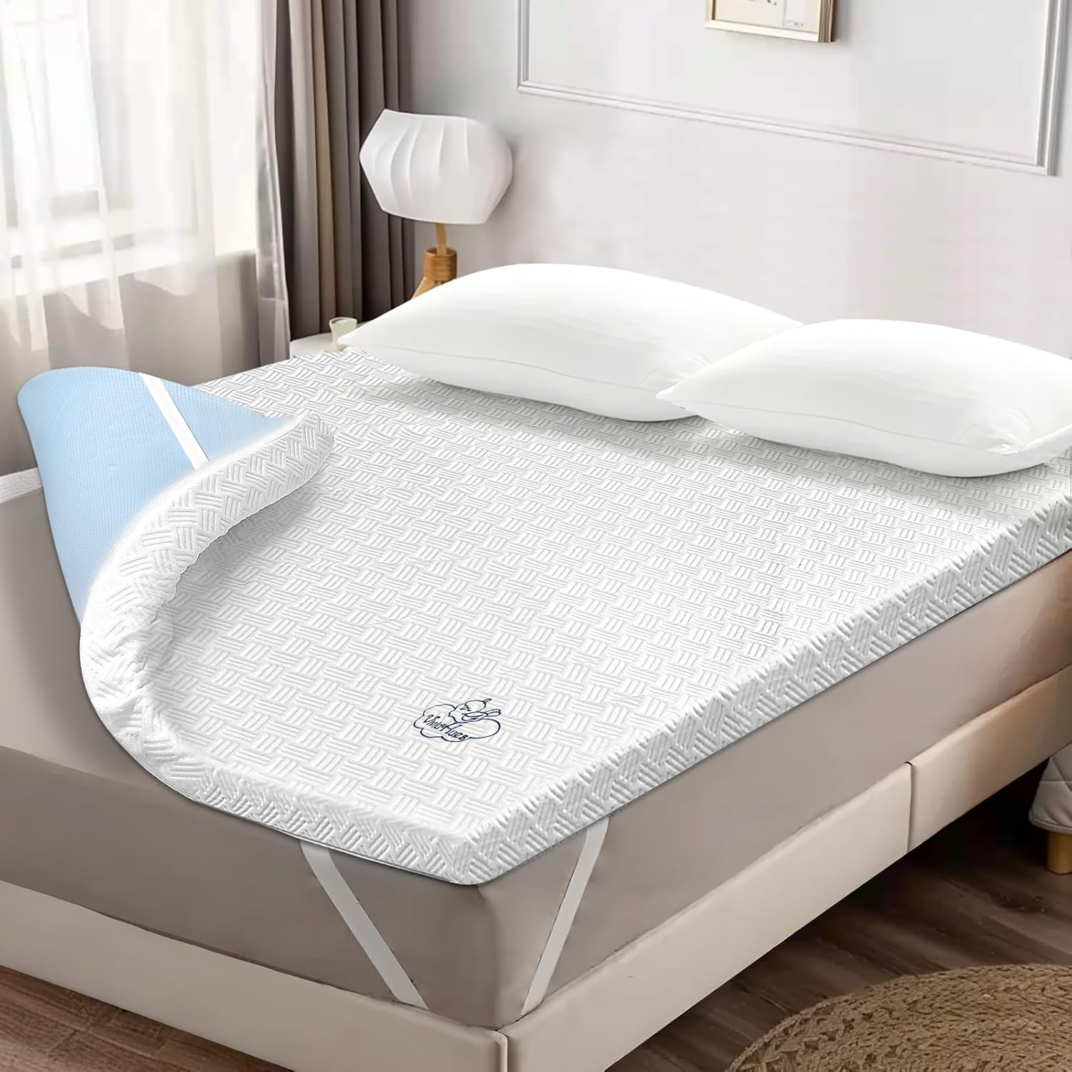 VividHues Mattress Topper Double Bed - Dual-layer Memory Foam Mattress ...