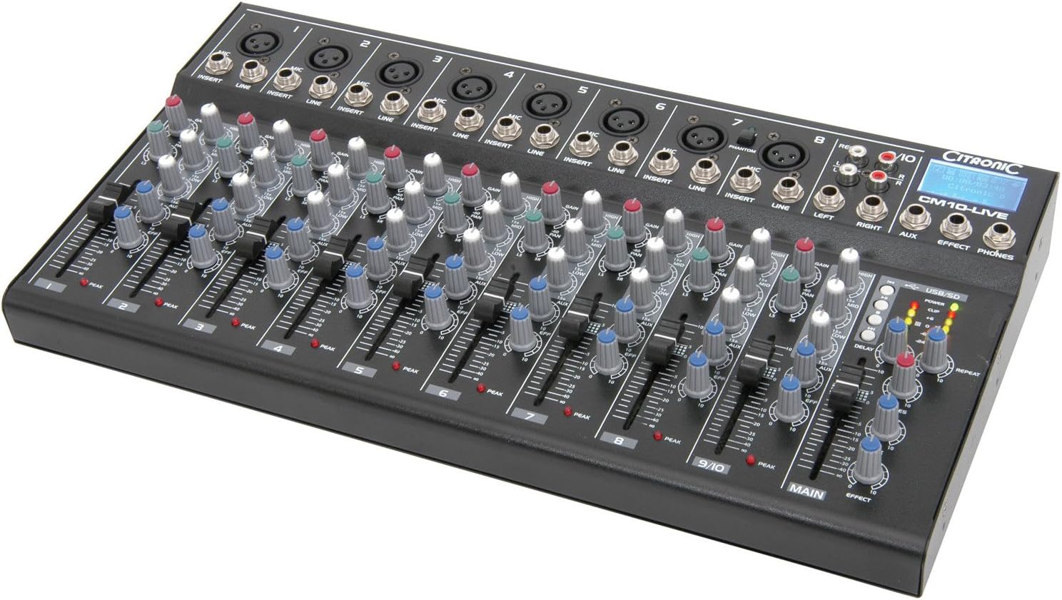 citronic CM10-LIVE 10 Channel Compact Mixer with Delay and USB/SD ...