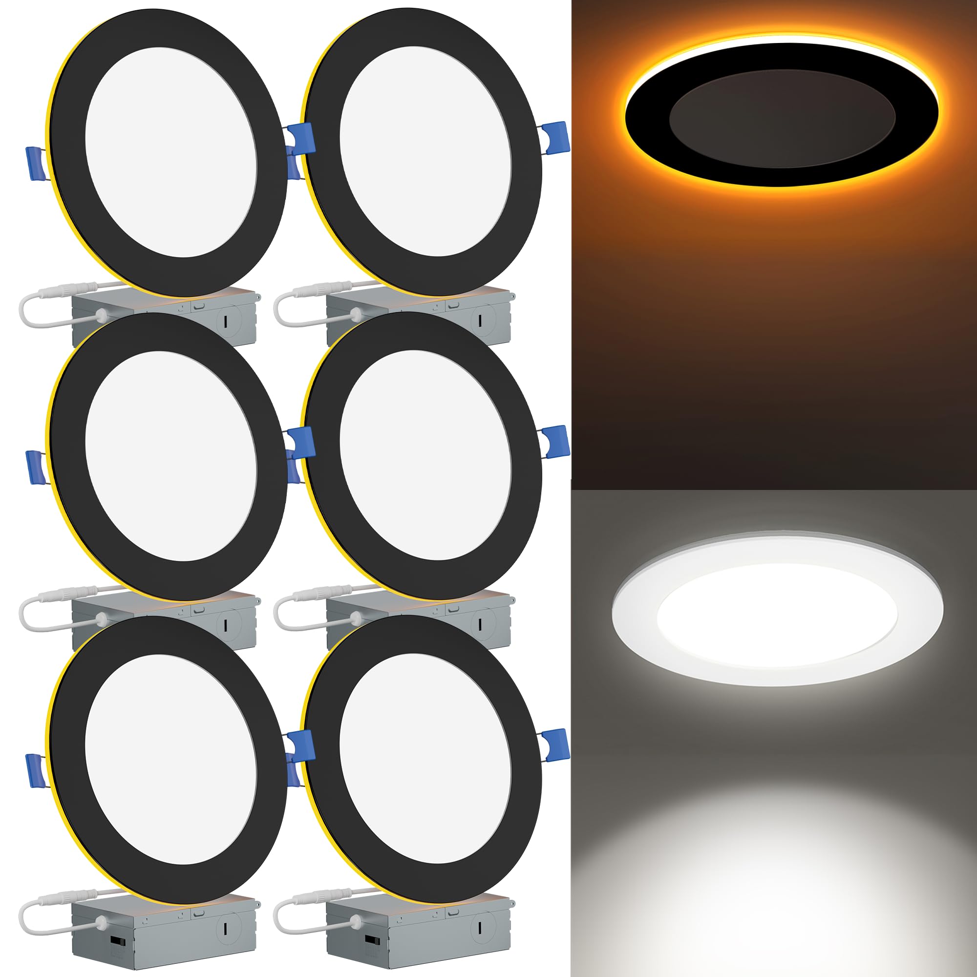 Snapklik.com : Rollin Light 6 Pack 6 Inch Canless LED Recessed Lighting