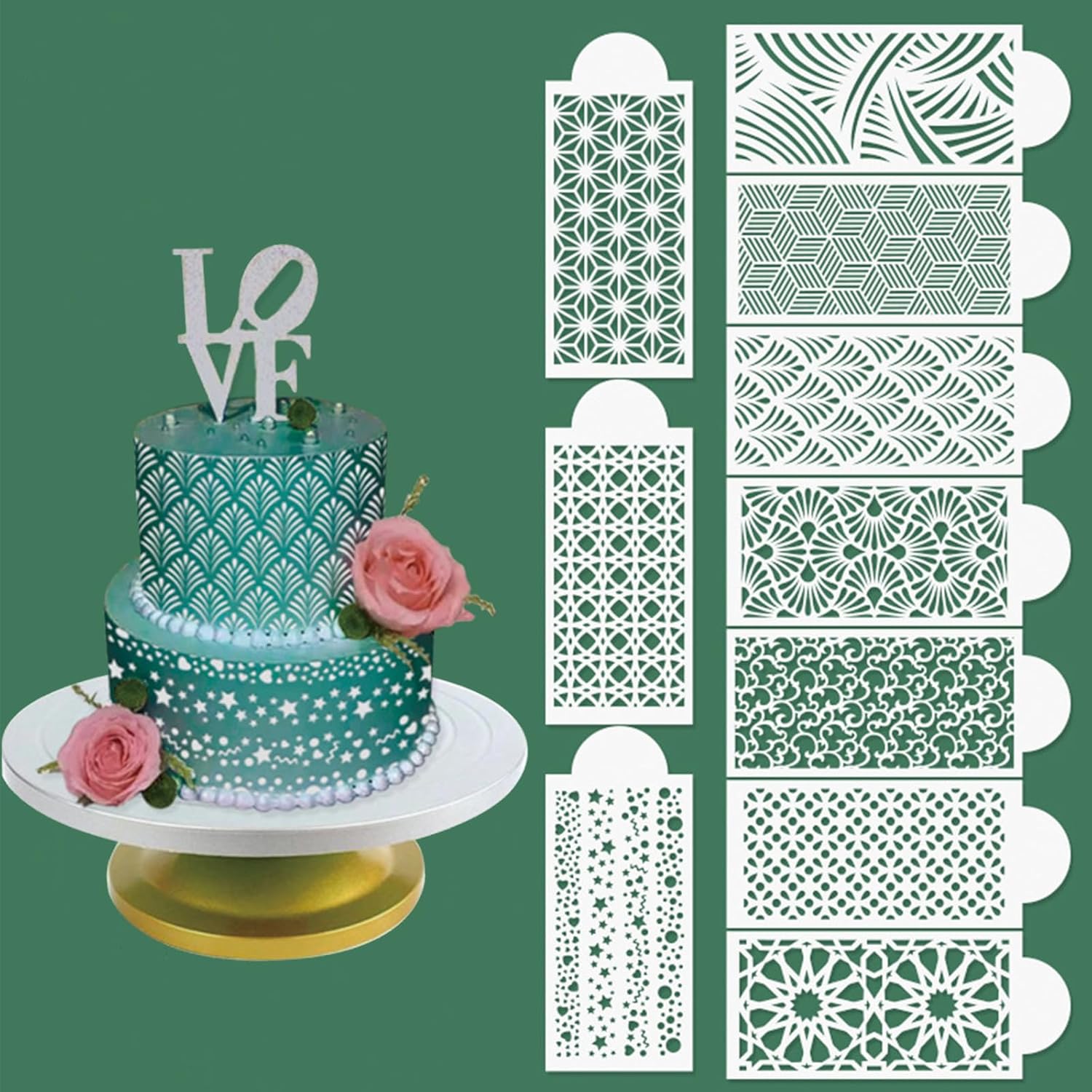 Amazon.com: mdgfge Cake Decoration Stencils Templates Baking Cookie ...