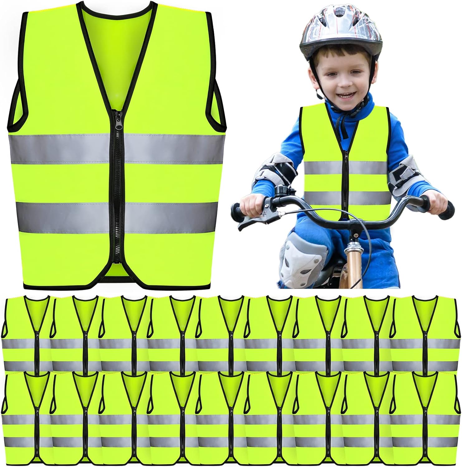 Unittype 20 Pcs Kids Reflective Safety Vest High Visibility Children ...