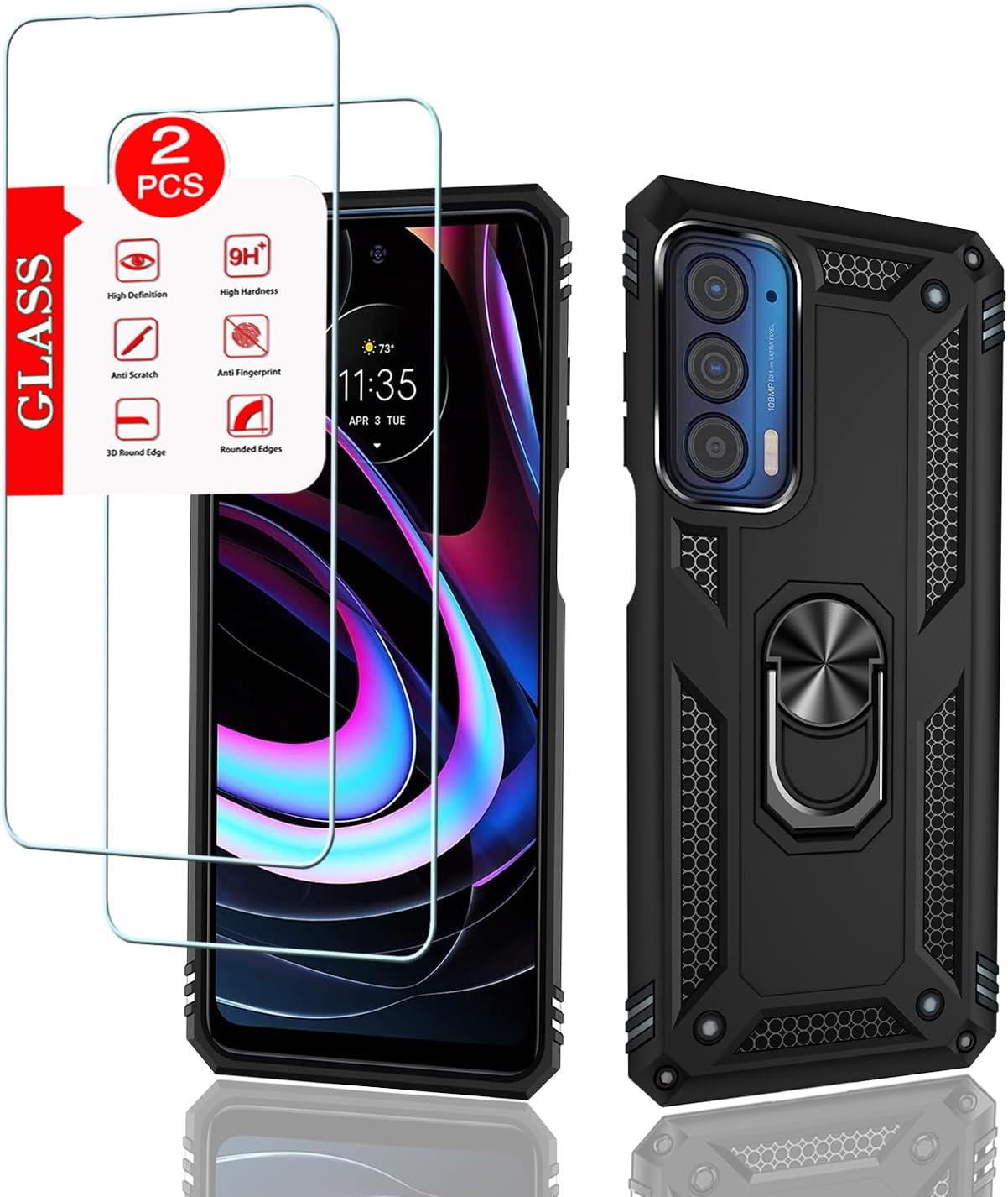 Amazon.com: for Motorola Moto Edge 2021 Case with [2 Pack] Glass Screen ...