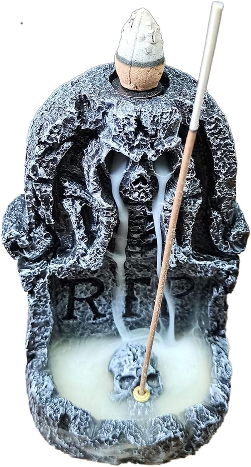 Amazon.com: Halloween Tombstone Skull Incense Stick Incense Burner ...
