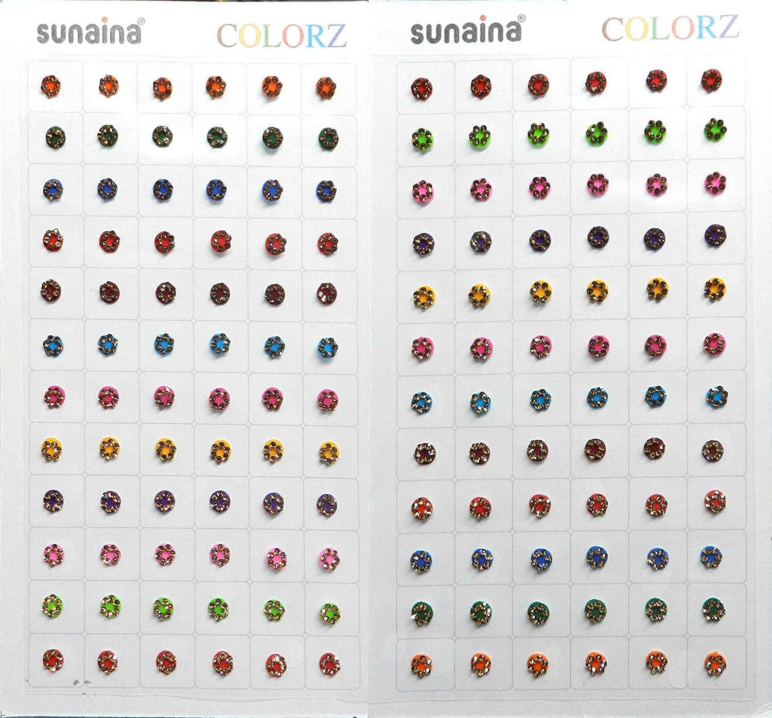 Sunaina COLORZ Multicolor Sticker Bindiya Golden Stone Border Kumkum ...