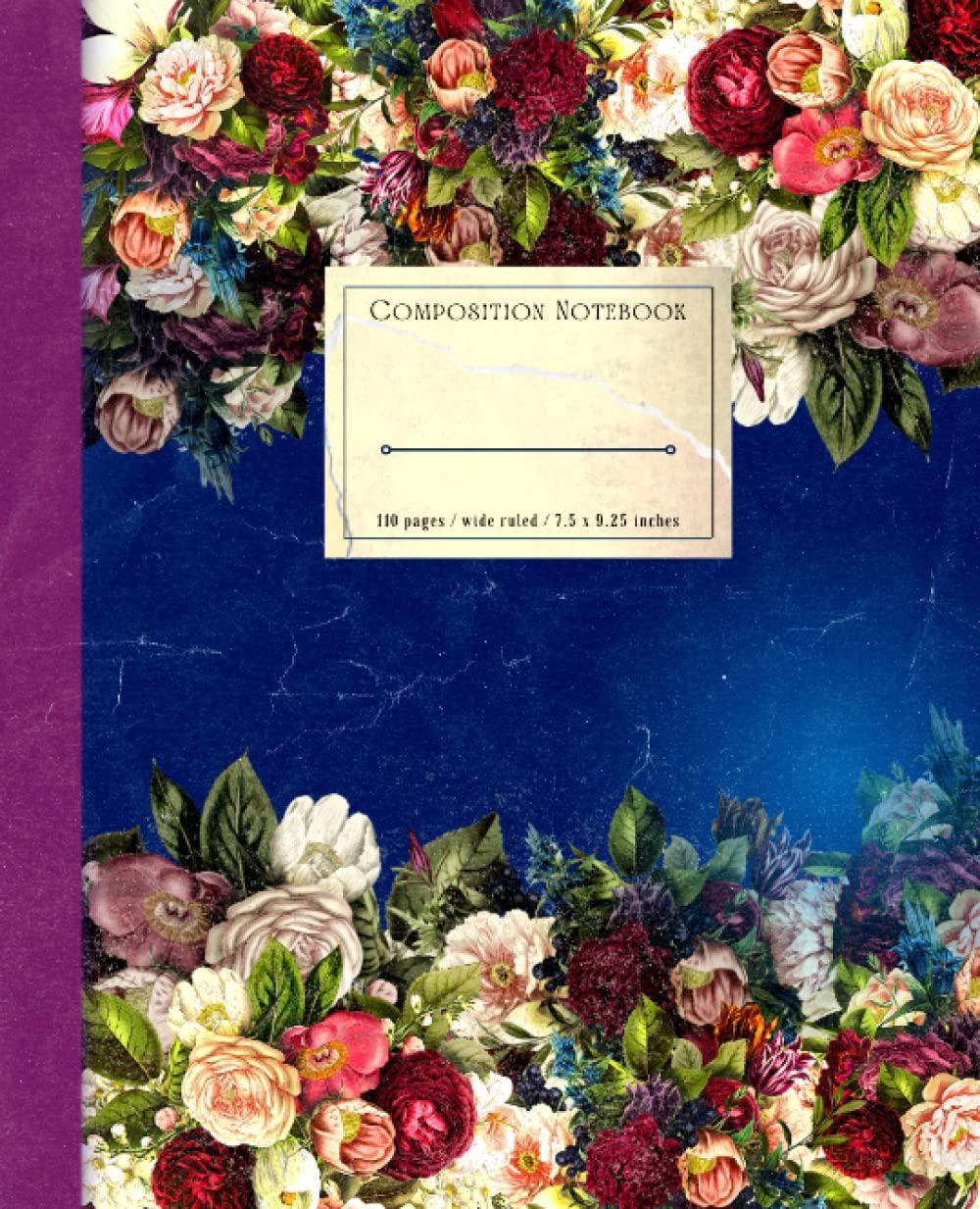 Floral Vintage Composition Notebook: Colorful Flowers, Wide Ruled ...