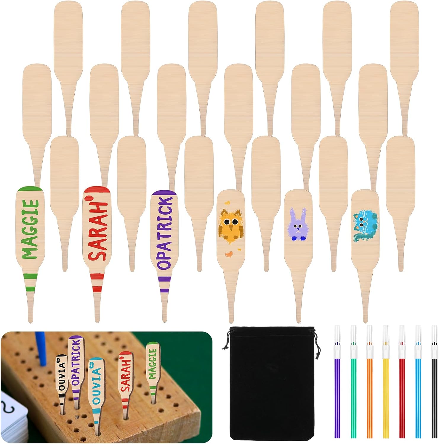 Amazon.com: Seenelling 24 Pcs DIY Wooden Cribbage Pegs Fit 1/8 Holes ...