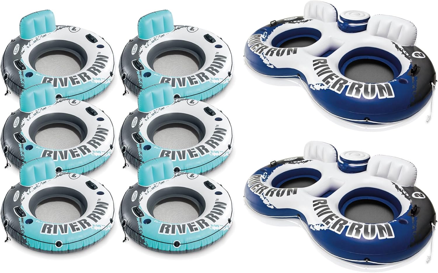 Amazon.com: Intex River Run 1 Red Inflatable Tube (6 Pack) + 2-Person ...