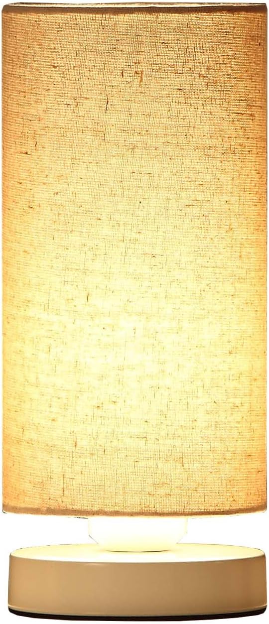 Bieye L10271 Linen Fabric Table Lamp with Cylindrical Lampshade, 11 ...