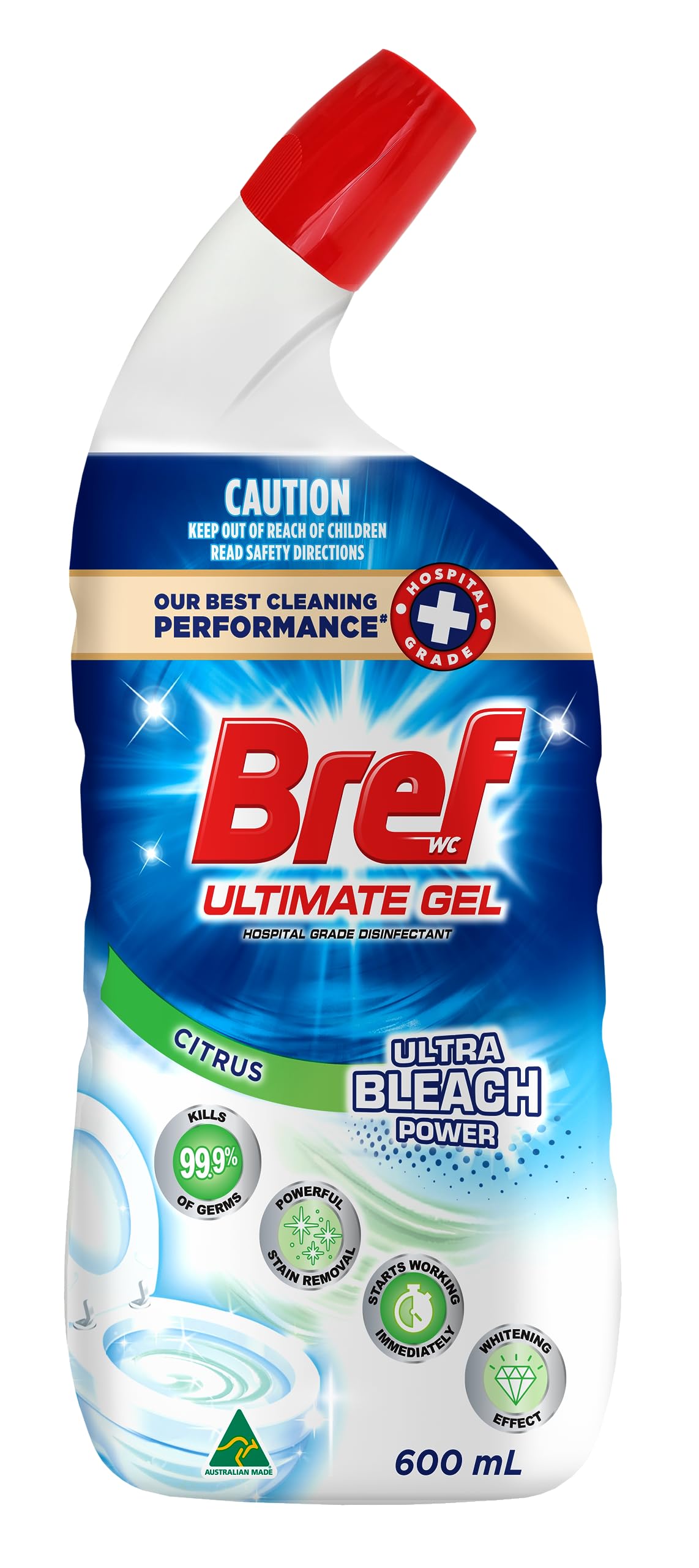 Bref Ultimate Gel Ultra Bleach Power Citrus Toilet Cleaner 600mL ...