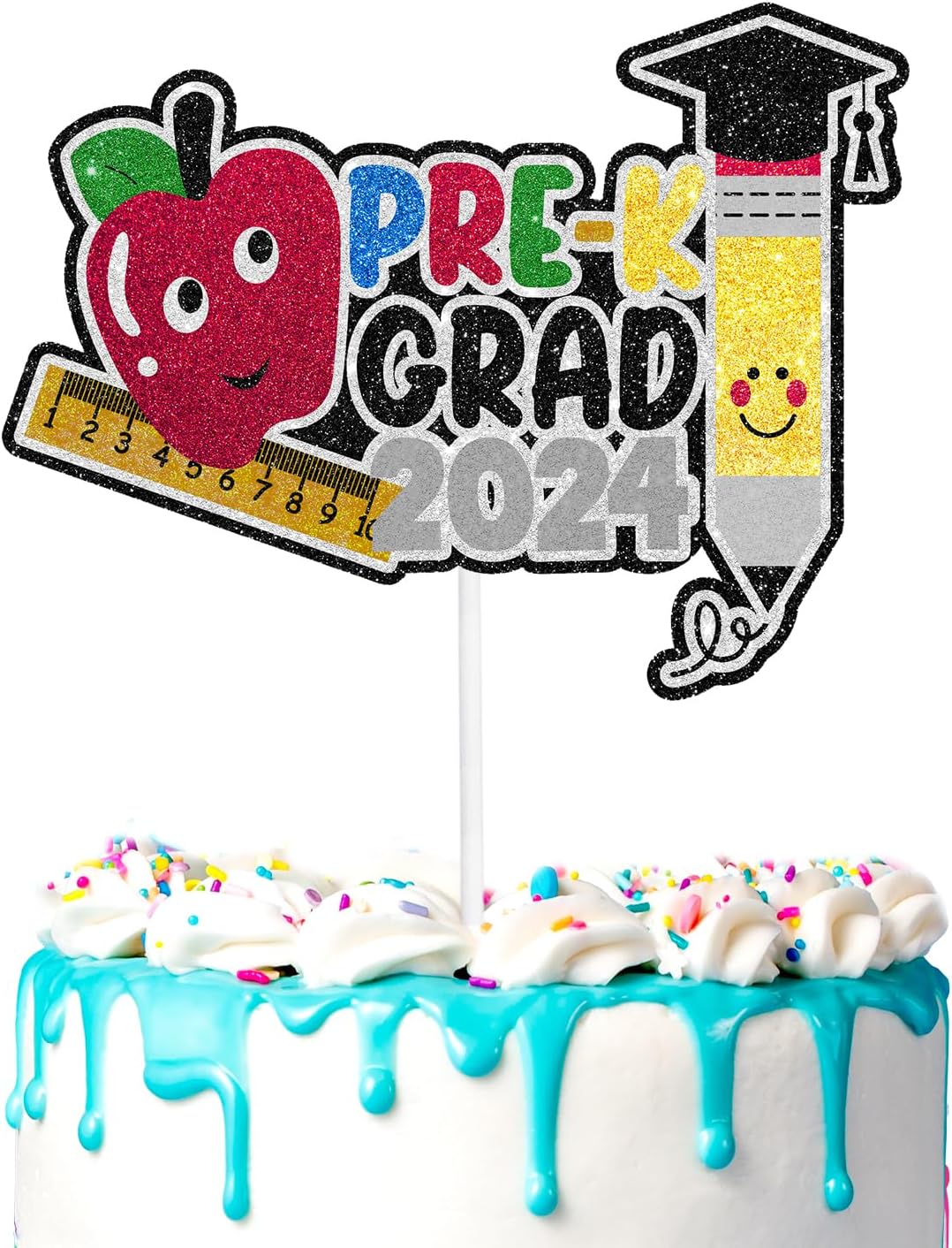 Amazon.com: 2024 Pre-K Graduation Cake Topper - Stationery Style ...