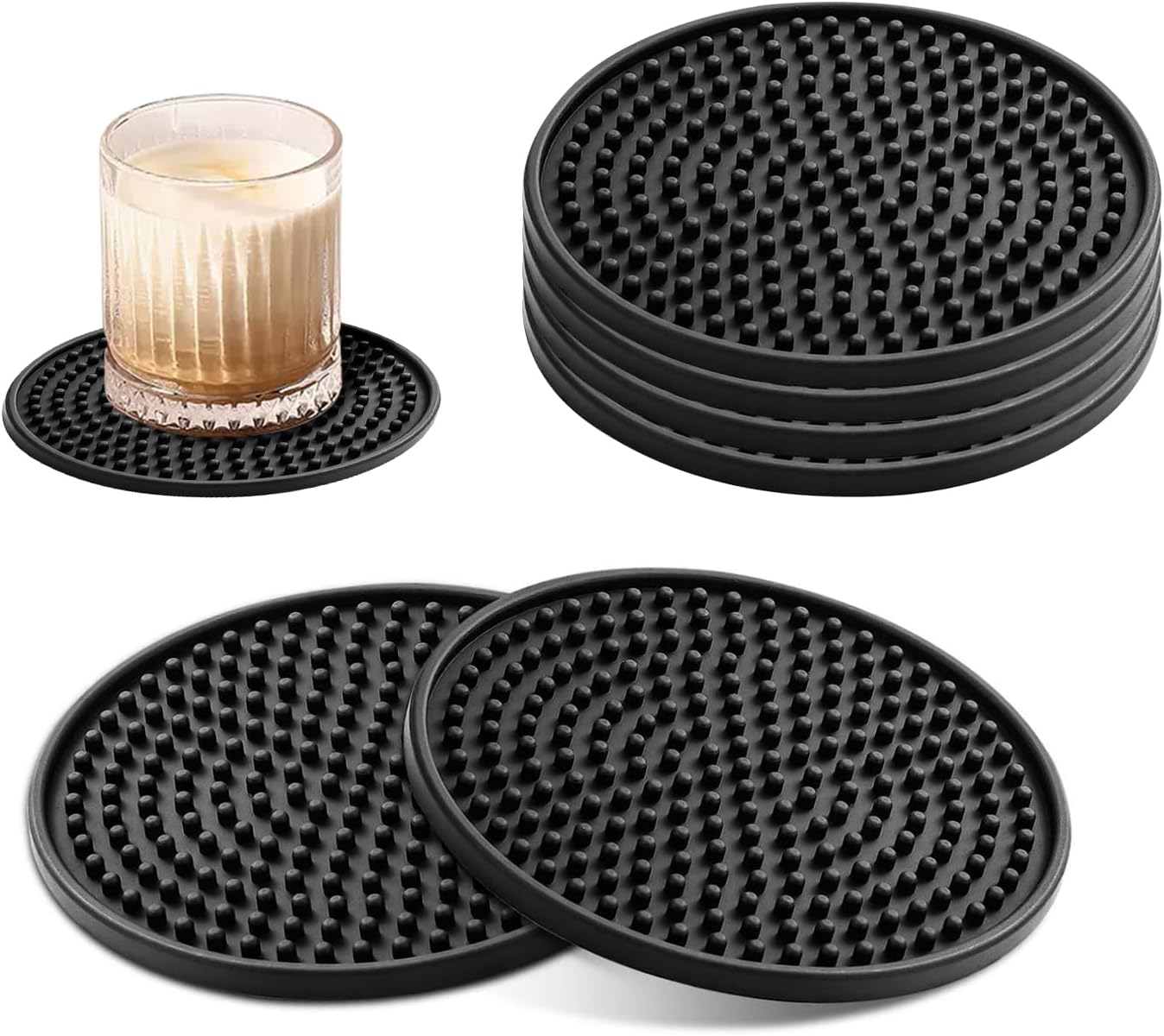 iGadgitz Home U6901 - BPA Free Silicone Coasters Non-Slip Cup Mats, Set ...