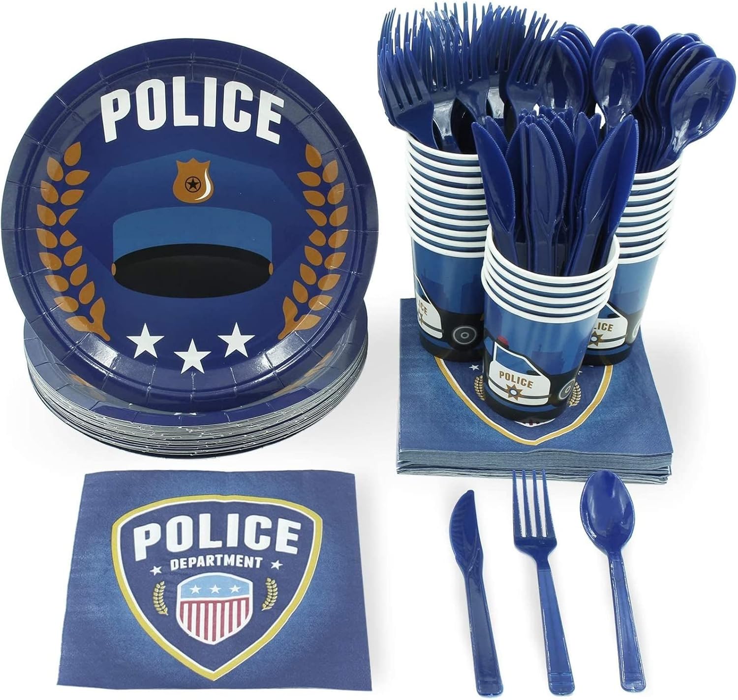 Amazon.com: Juvale Police Theme Birthday Party Decorations - 144 Piece ...
