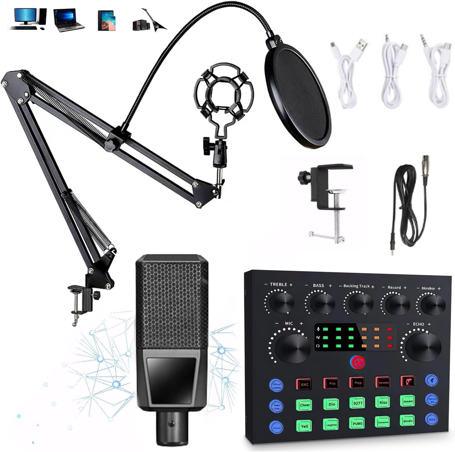 Paquete de Equipos de Podcast,Kit de Micrófono,Soporte de Choque y ...