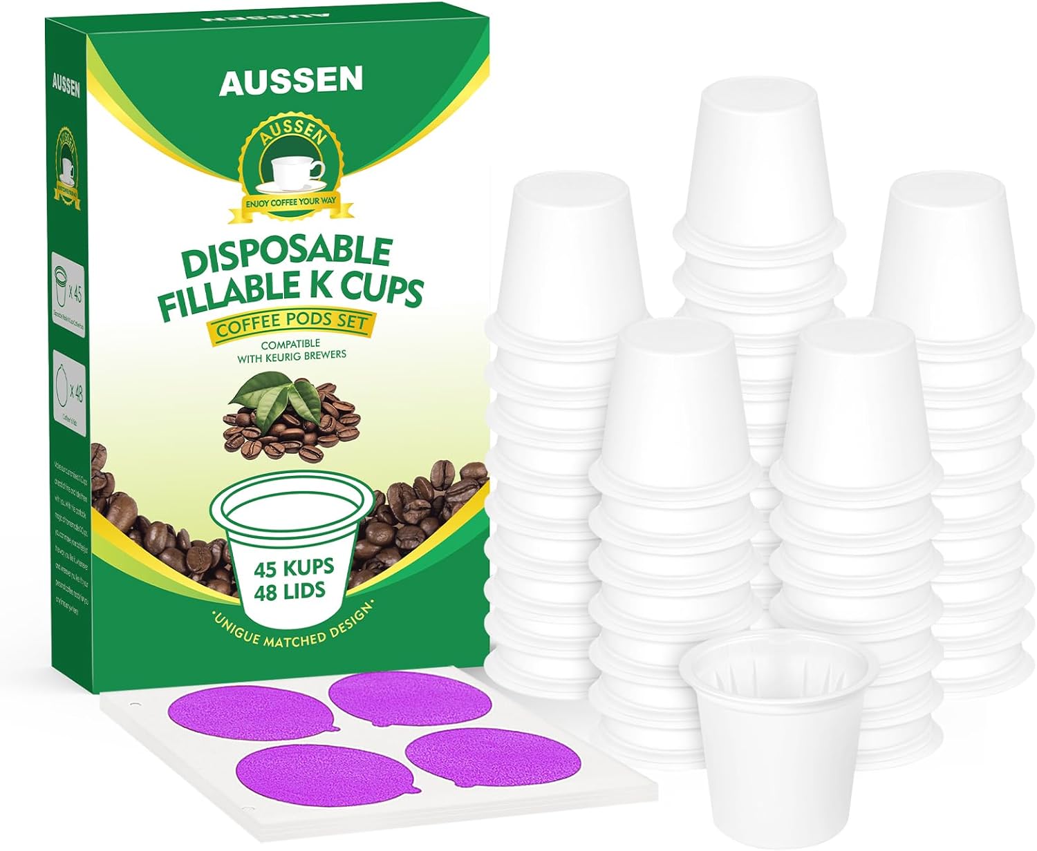 Amazon.com: 45 Count Disposable Fillable Empty K Cups Coffee Pods Set ...
