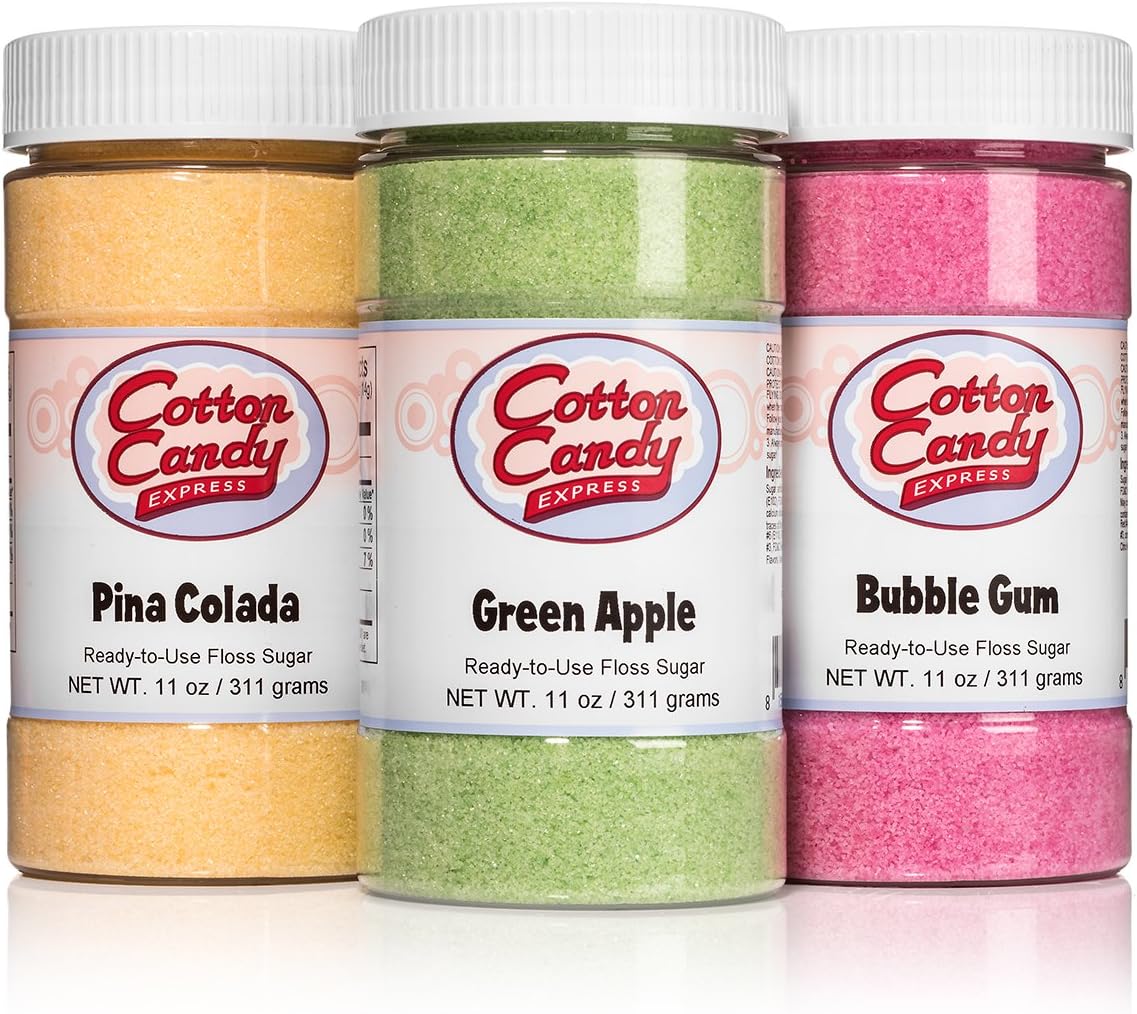 Amazon.com: Cotton Candy Express 3 Flavor Cotton Candy Sugar Pack with ...