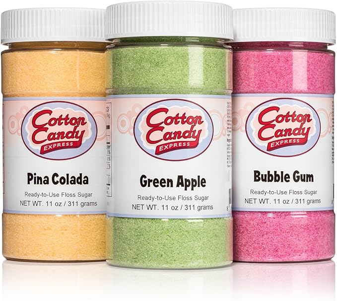 Amazon.com: Cotton Candy Express 3 Flavor Cotton Candy Sugar Pack with ...