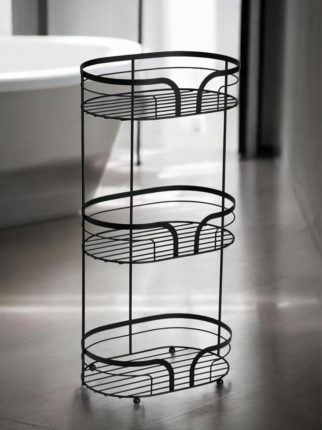 Showerdrape Bathroom Storage Basket Free Standing 3-Tiered Tray ...