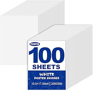 Amazon.com: TUXIYA 100 Pack White Poster Board,13.5" x 17.5" White ...