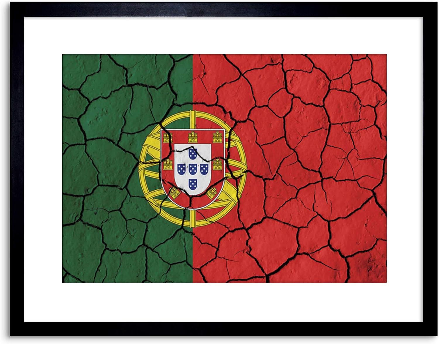 Amazon.com: FLAG CRACKED CONCRETE PORTUGAL PORTUGUESE CREST FRAMED ...