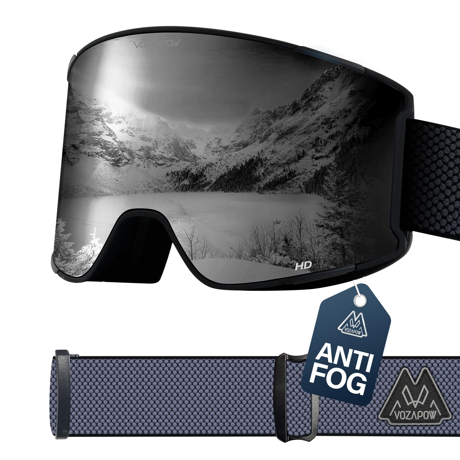 Amazon.com : VOZAPOW Magnetic Ski Goggles Anti-Fog, OTG Snow Goggles ...
