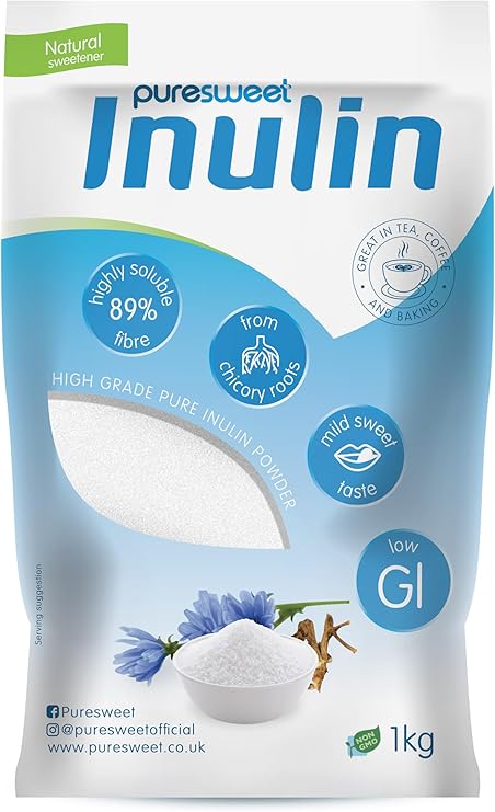 Inulin Prebiotic Fibre Powder 1kg by Puresweet®, Chicory Root, Highly ...