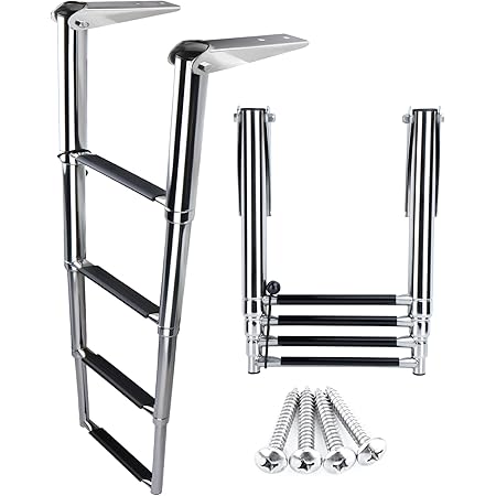 Amazon.com: XinKunmarine 4 Step Boat Ladder,304 Stainless Steel Folding ...