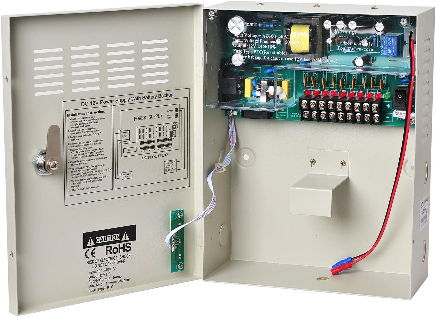 Amazon.com: EVERSECU 9 Channel 12V 5Amp DC Metal Boxed Cabinet ...