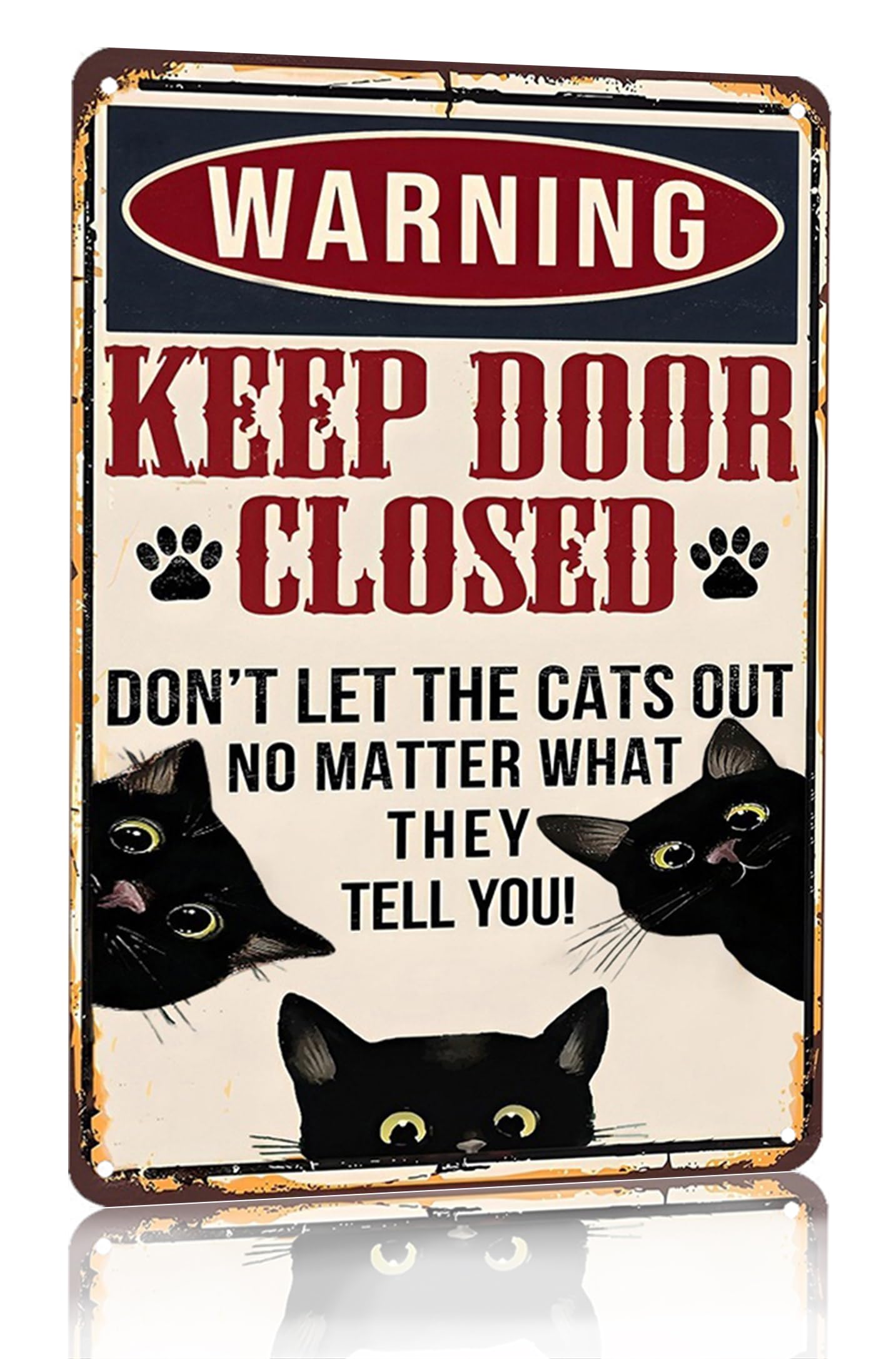 Amazon.com: Crazysign Funny Black Cat Vintage Tin Sign Keep Door Closed ...