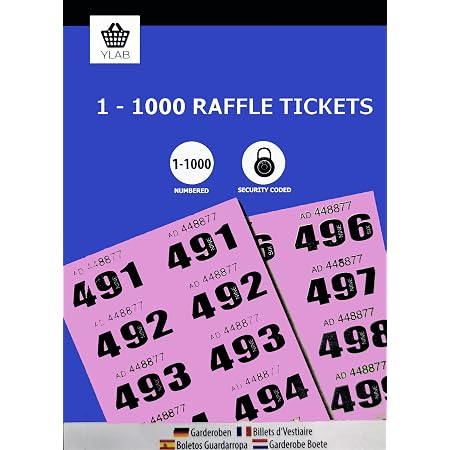 Vsorce4u 1-1000 Raffle Tickets - Assorted Colours Cloakroom Tickets ...