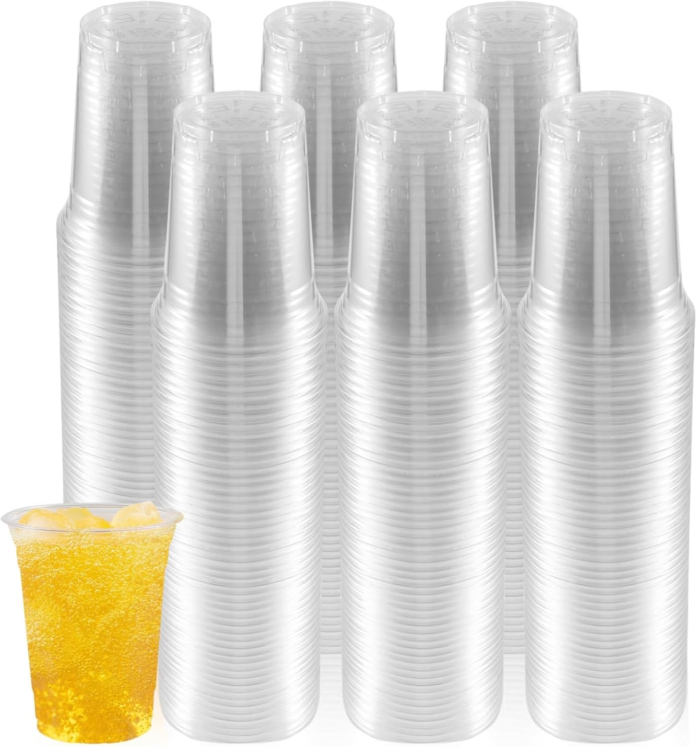 300Pcs 12 oz Clear Plastic Reusable Cups PET Clear Water Plastic Beer ...