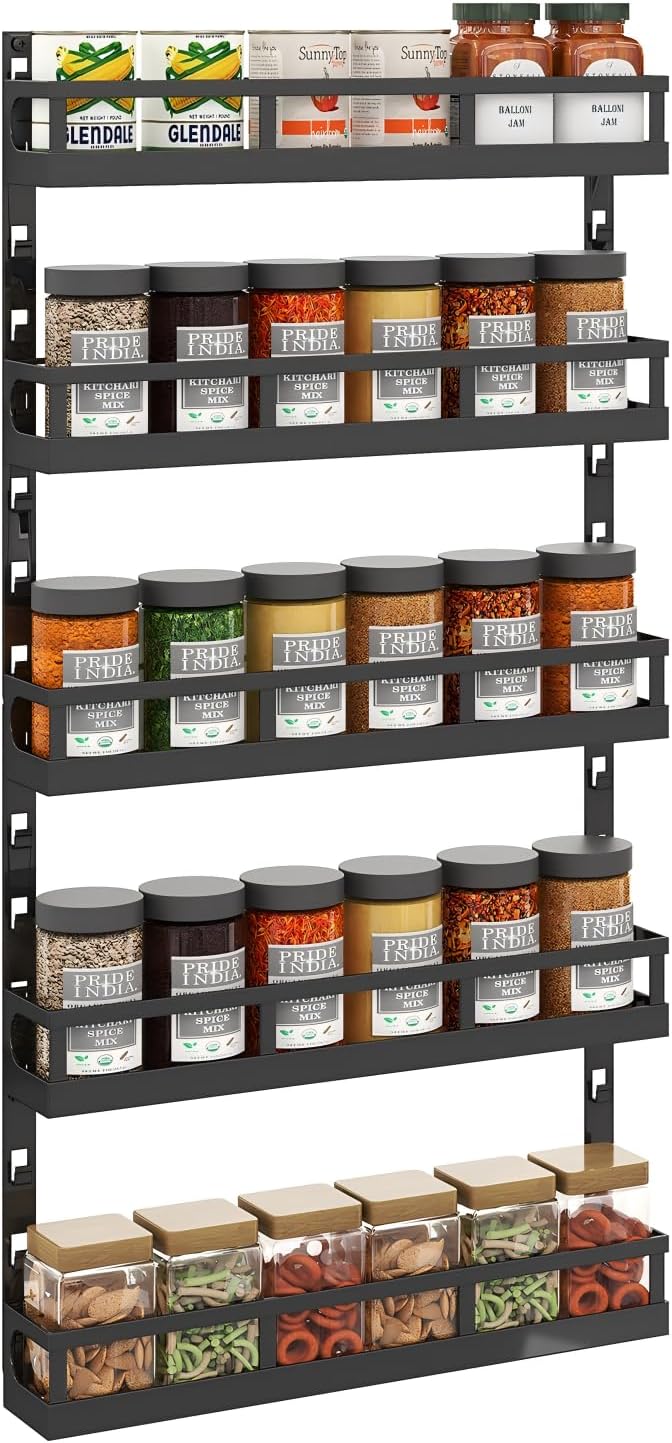 Amazon.com: X-cosrack 5-Tier Small Wall-Mounted Spice Rack Organizer ...
