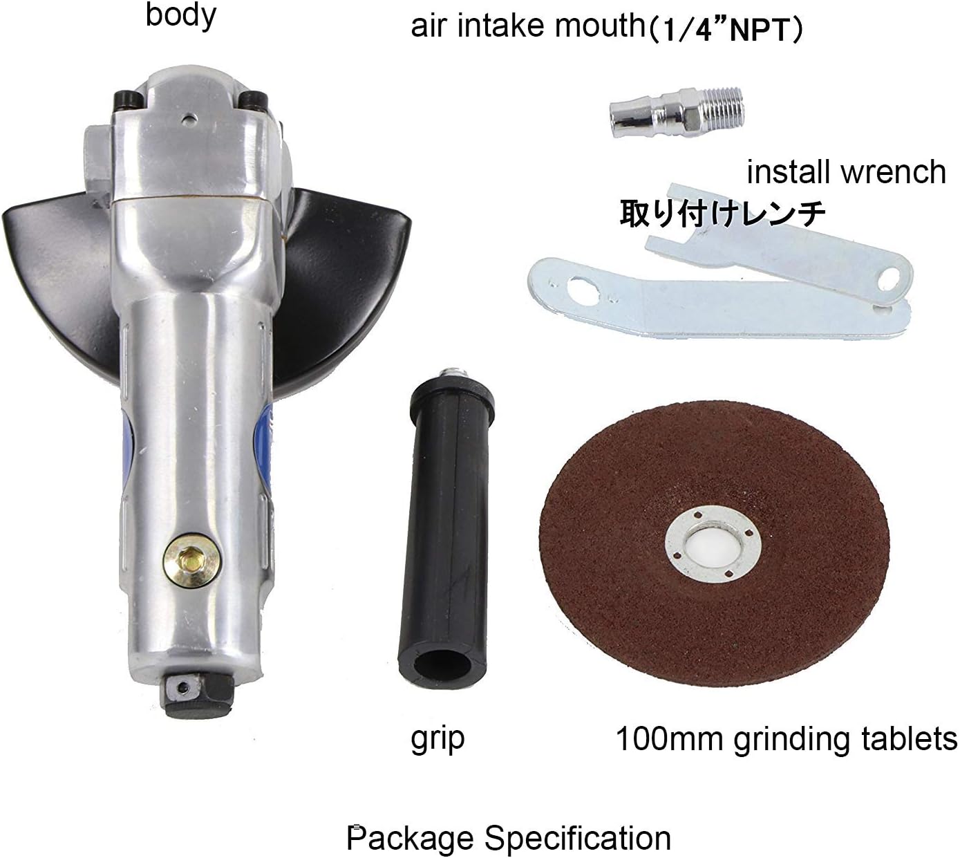Sutekus Pneumatic Angle Grinder with Side Handle Grinding Machine Multi ...