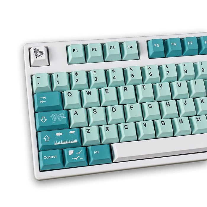 Buy 129 Keys PBT Dye Sub Cherry Profile Keycap Personalized Mint Green ...