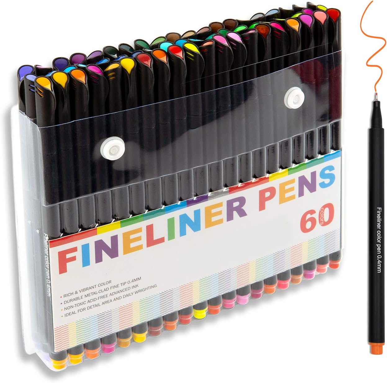 Amazon.com: Fineliner Color Pen Set 0.38mm Nib Sizes Comic Gel Point ...