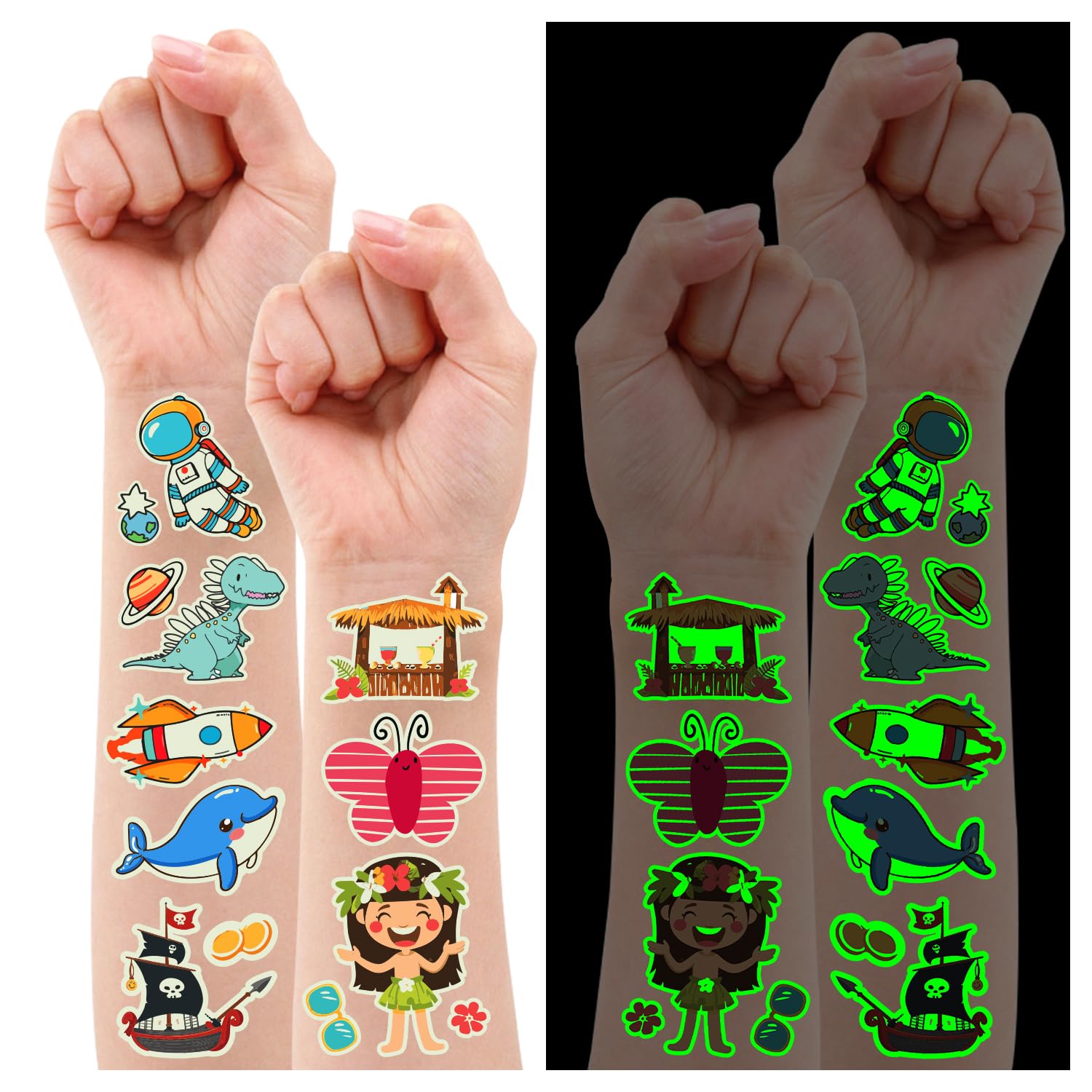 Amazon.com : Partywind 200 Styles Luminous Temporary Tattoos for Kids ...