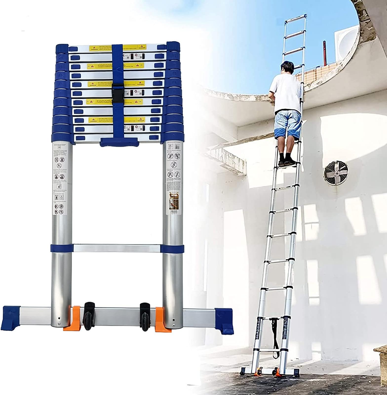 HWBB Extra Long Telescoping Ladder 8m / 28 Feet, Aluminum Extension ...