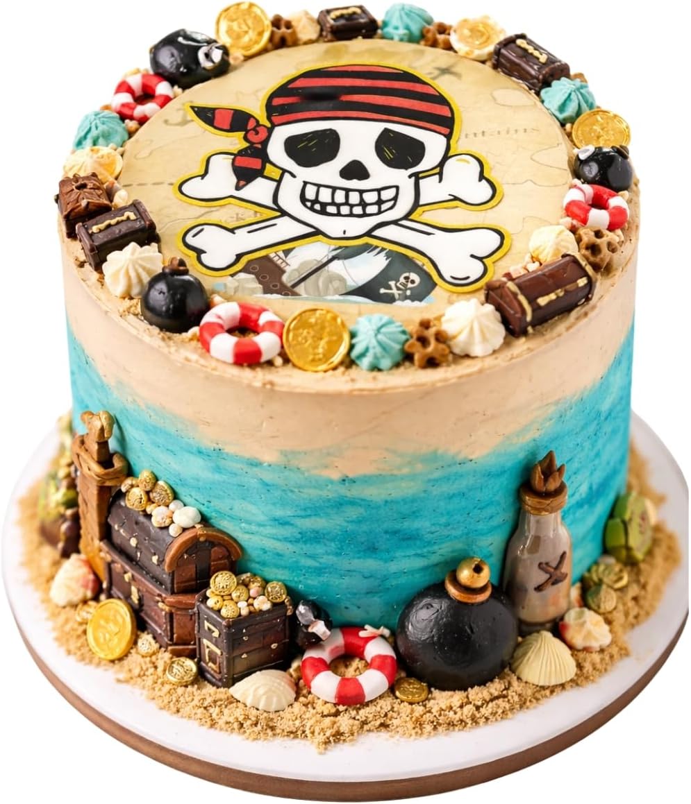 Amazon.com: Dekora, Edible Pirate Cake Decorations, Edible Cake Toppers ...