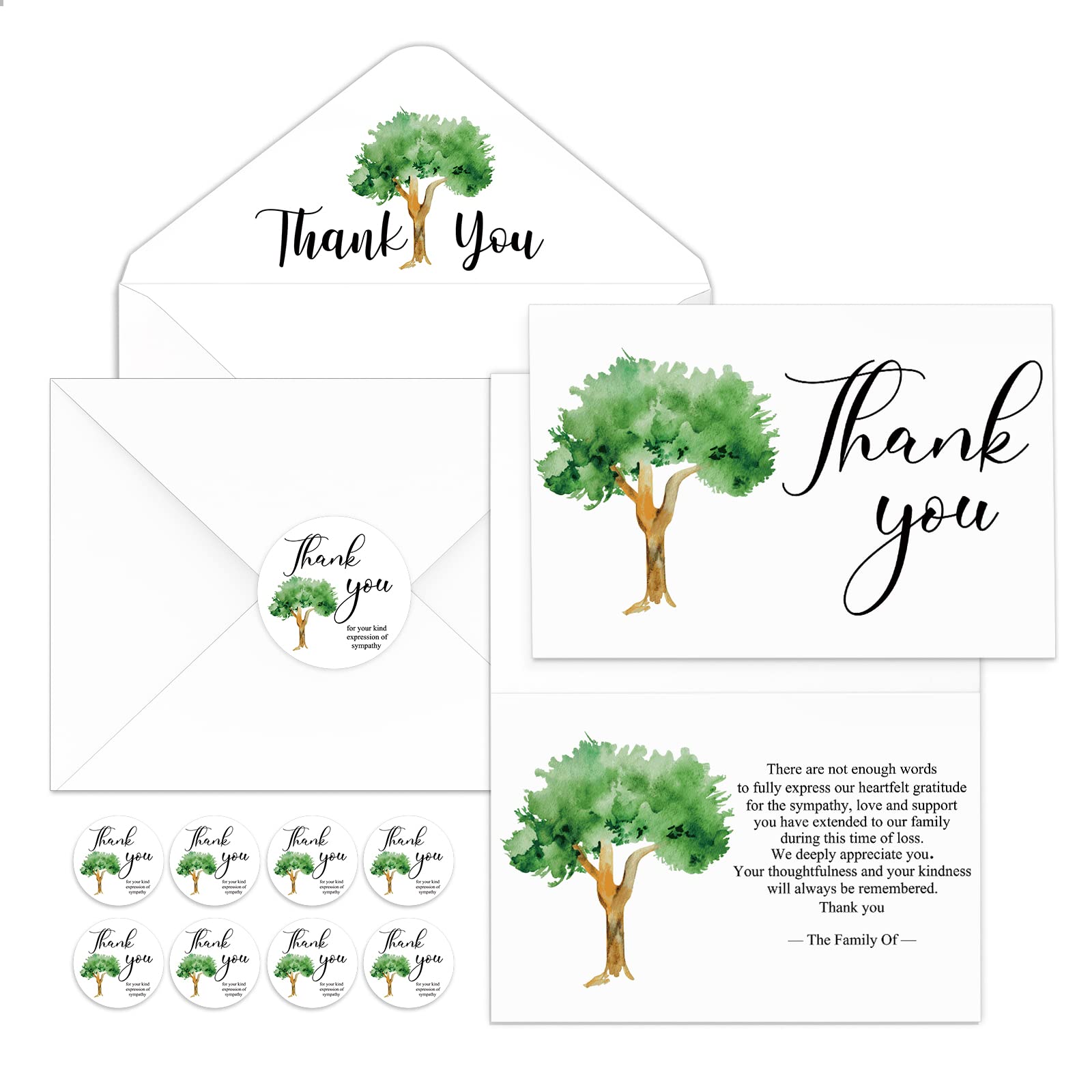 Buy 50 Set Funeral Thank You Cards with Envelopes and Stickers Thank ...