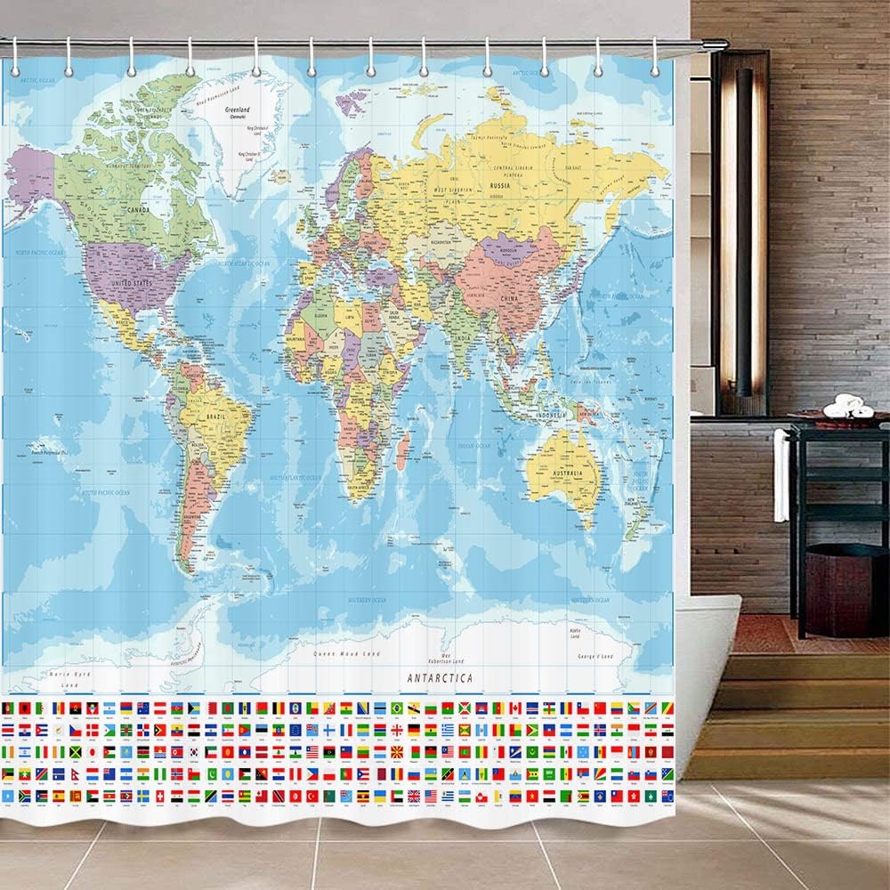 iTapnoom World Map Shower Curtain, Map of The World Philippines | Ubuy