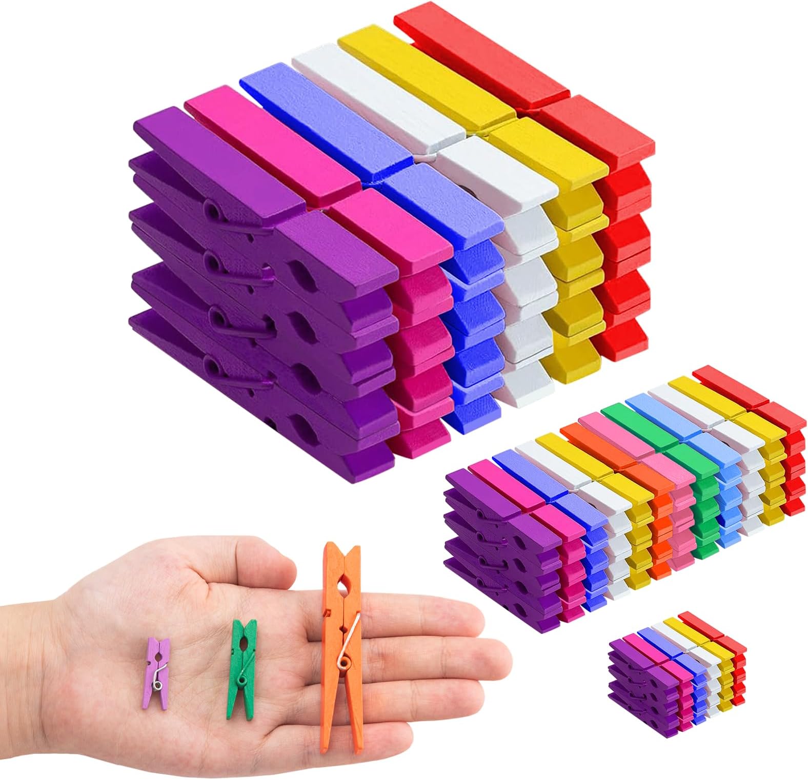 Amazon.com: 100 Pcs Colored Clothes Pins Wooden, Colored Clothespins ...