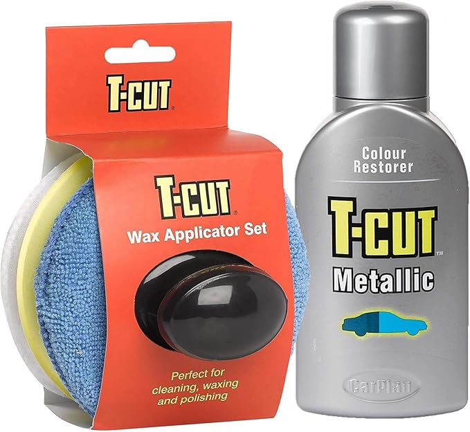 T-Cut Metallic Colour Restorer 375ml Plus T-Cut Wax Applicator Set with ...