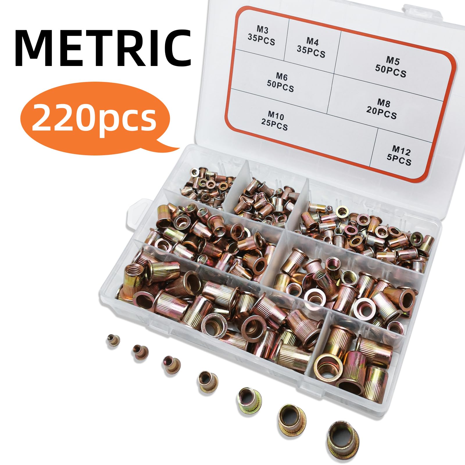 Rivet Nut Tool 20Pcs M10 Carbon Steel Rivet Nuts - Flange Threaded ...
