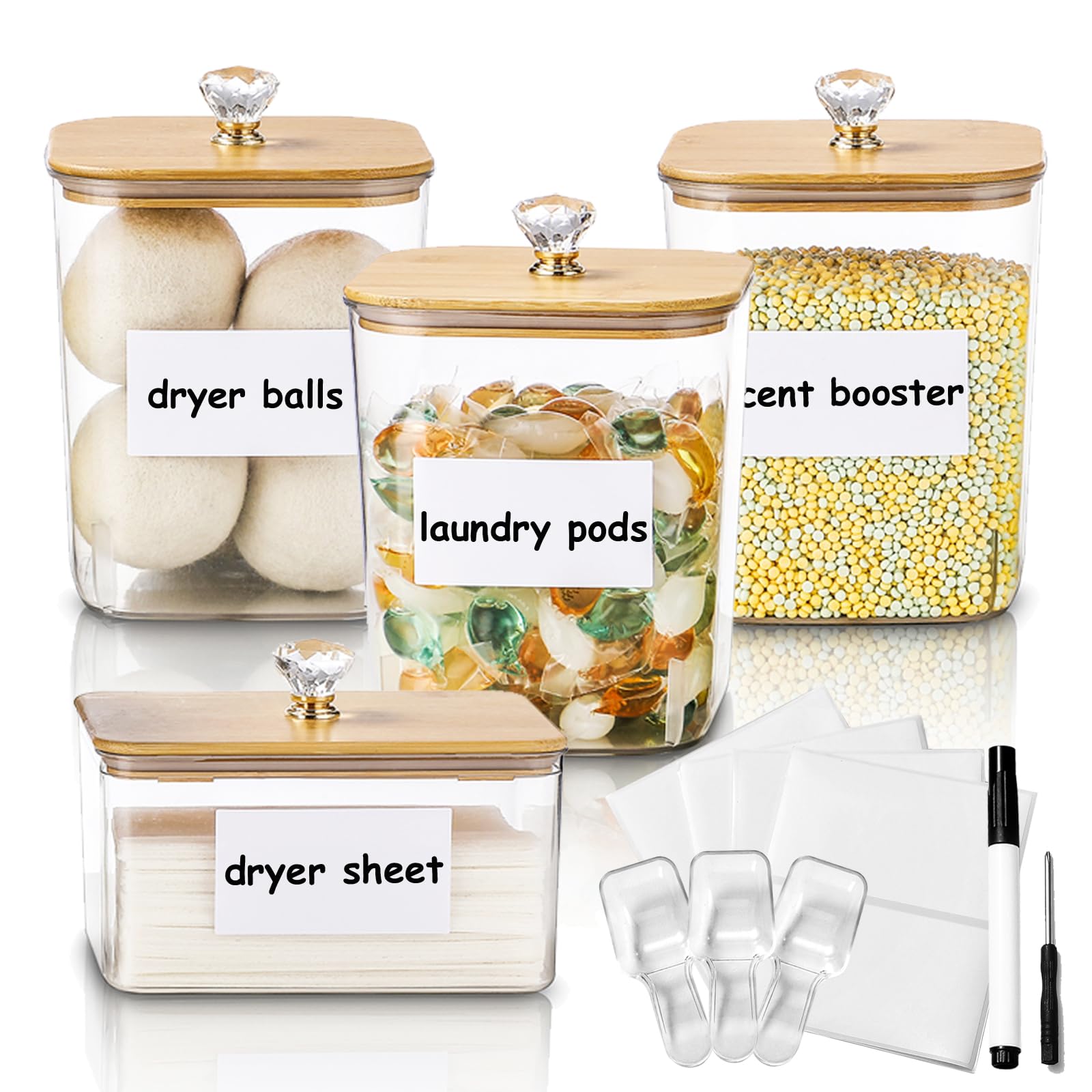 Amazon.com: Dounozzi Large 4 Pack Laundry Pods Container & Laundry ...