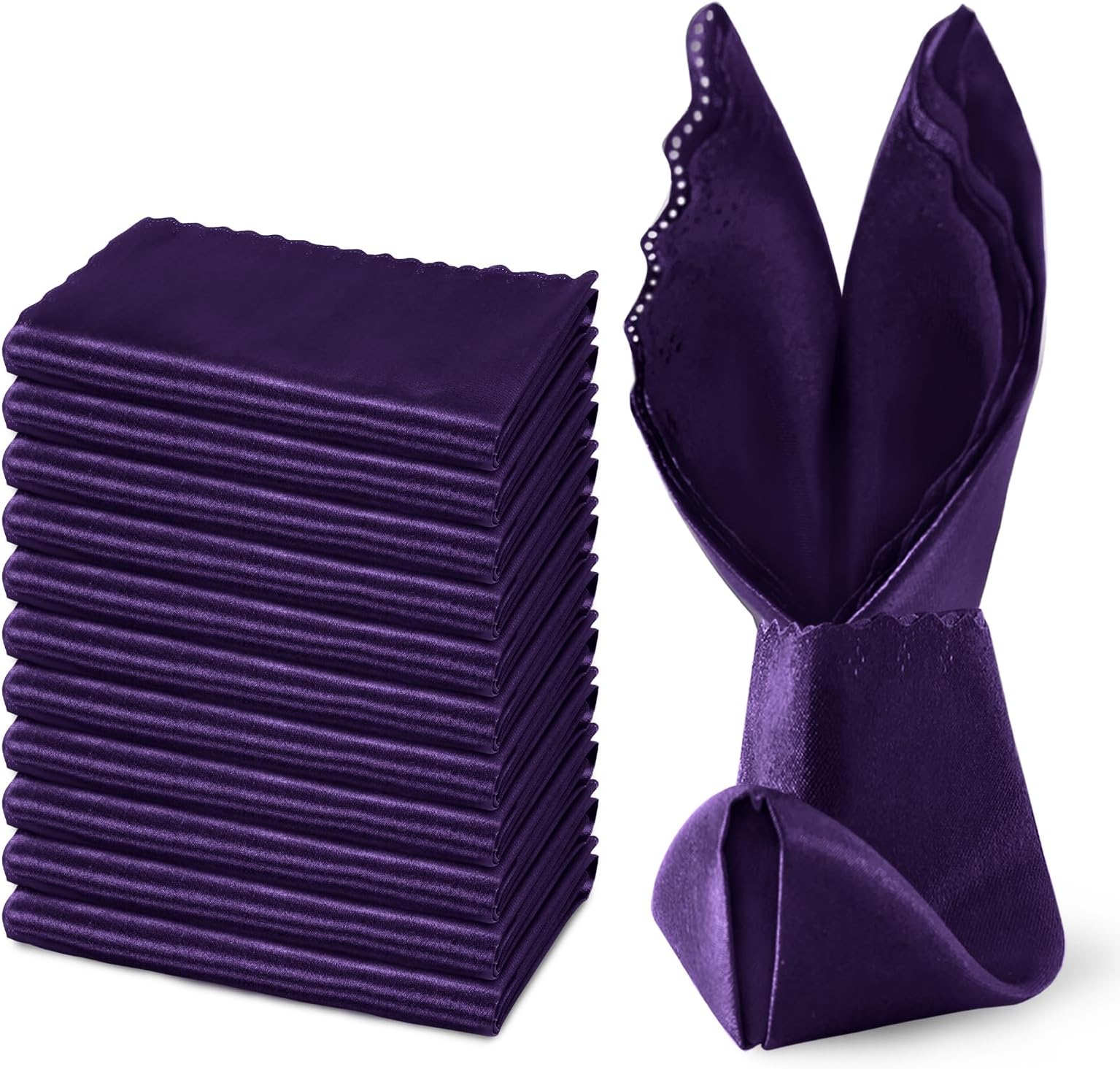 Amazon.com: Eternal Beauty Set of 12 Purple Napkins Satin Washable ...